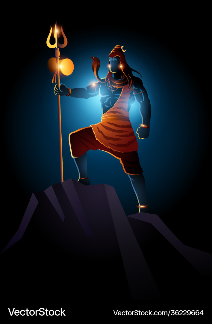 Lord shiva on dark background Royalty Free Vector Image