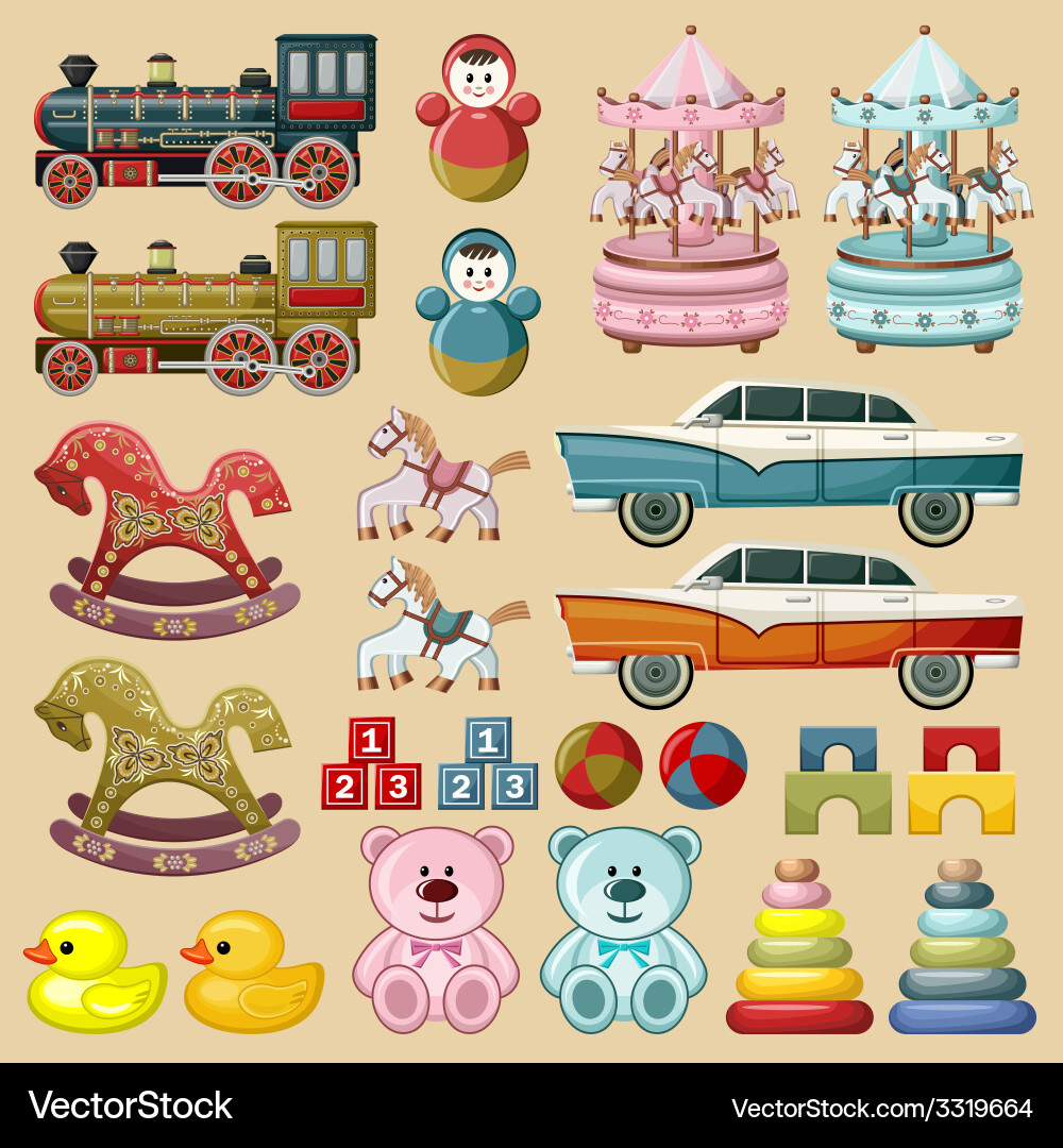 Set of toys Royalty Free Vector Image - VectorStock