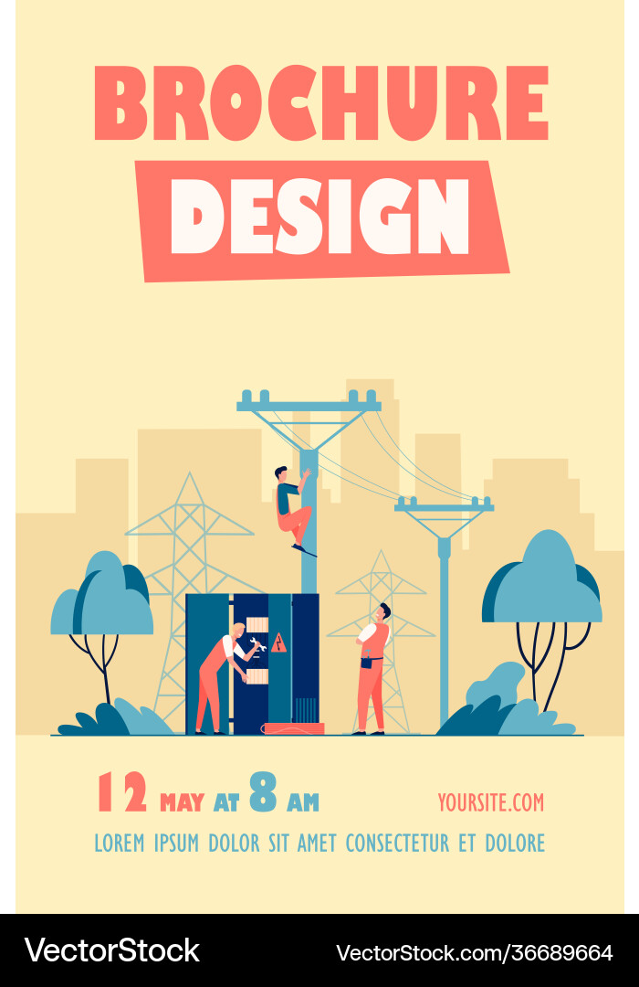 Technicians repairing generator transformer Vector Image