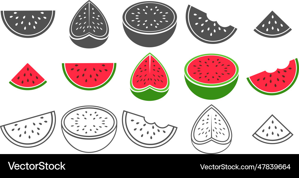 Watermelon slice symbols Royalty Free Vector Image