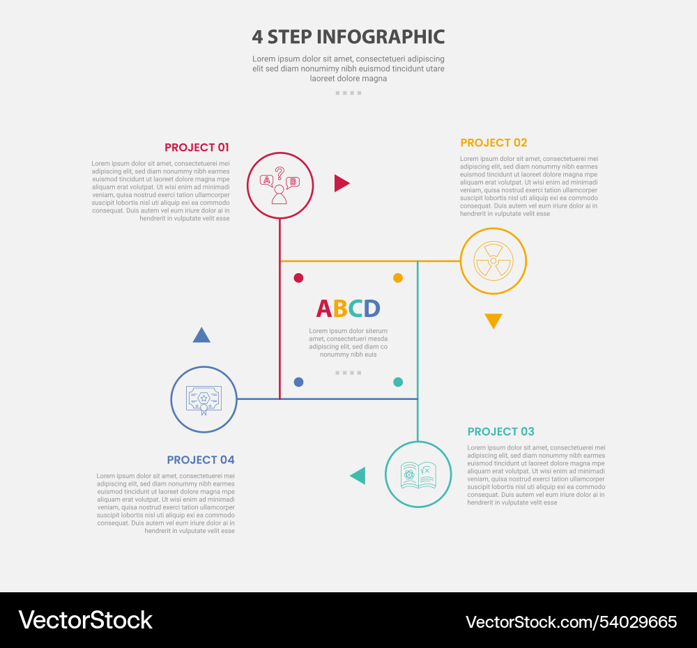 4 points template infographic outline style Vector Image