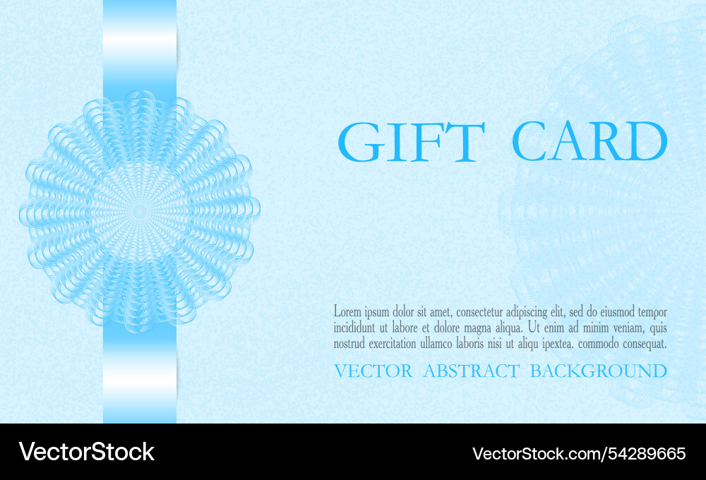 Blue gift card template snowflake guilloche design