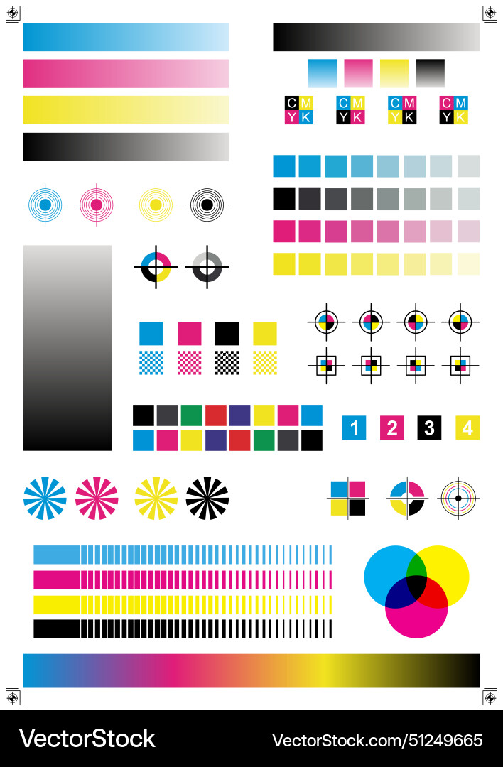 Cmyk test page Royalty Free Vector Image - VectorStock