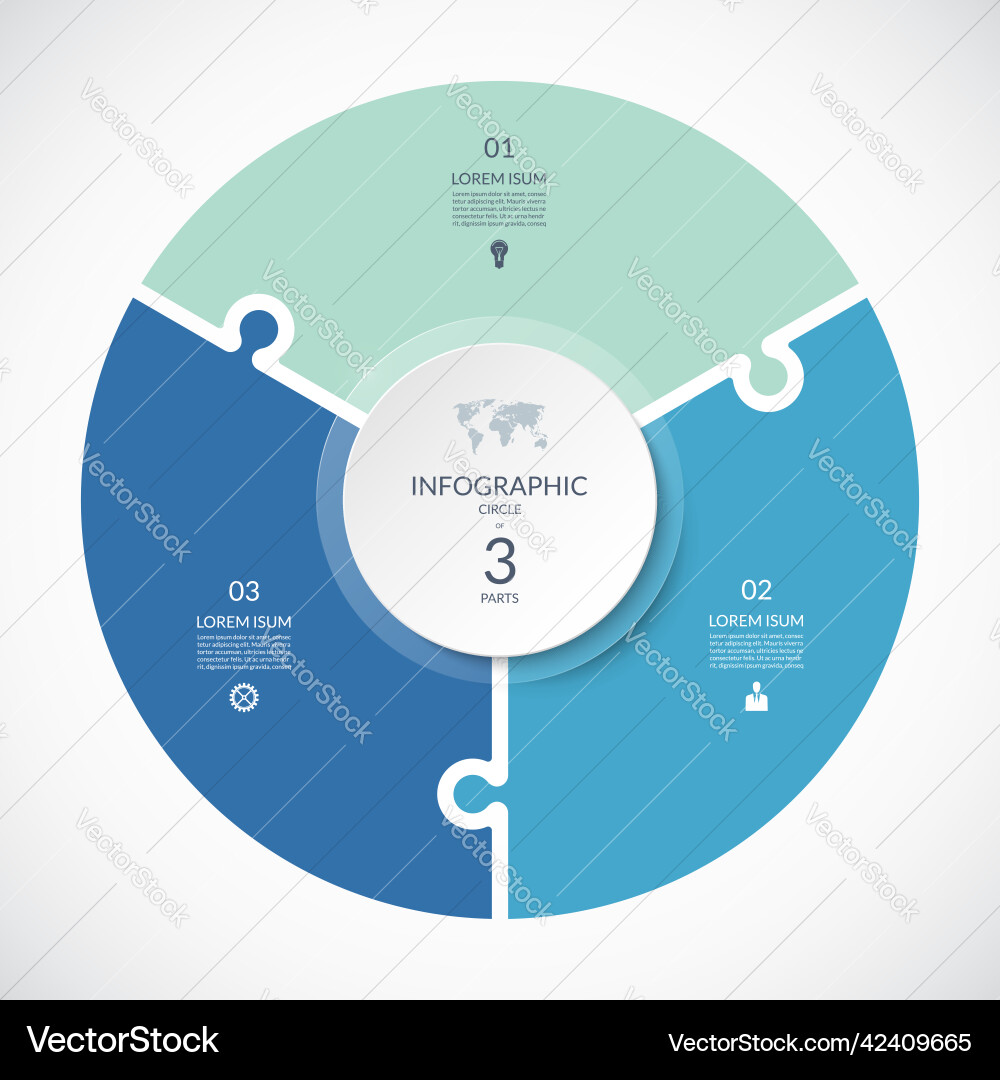 Cycle diagram with 3 parts options Royalty Free Vector Image