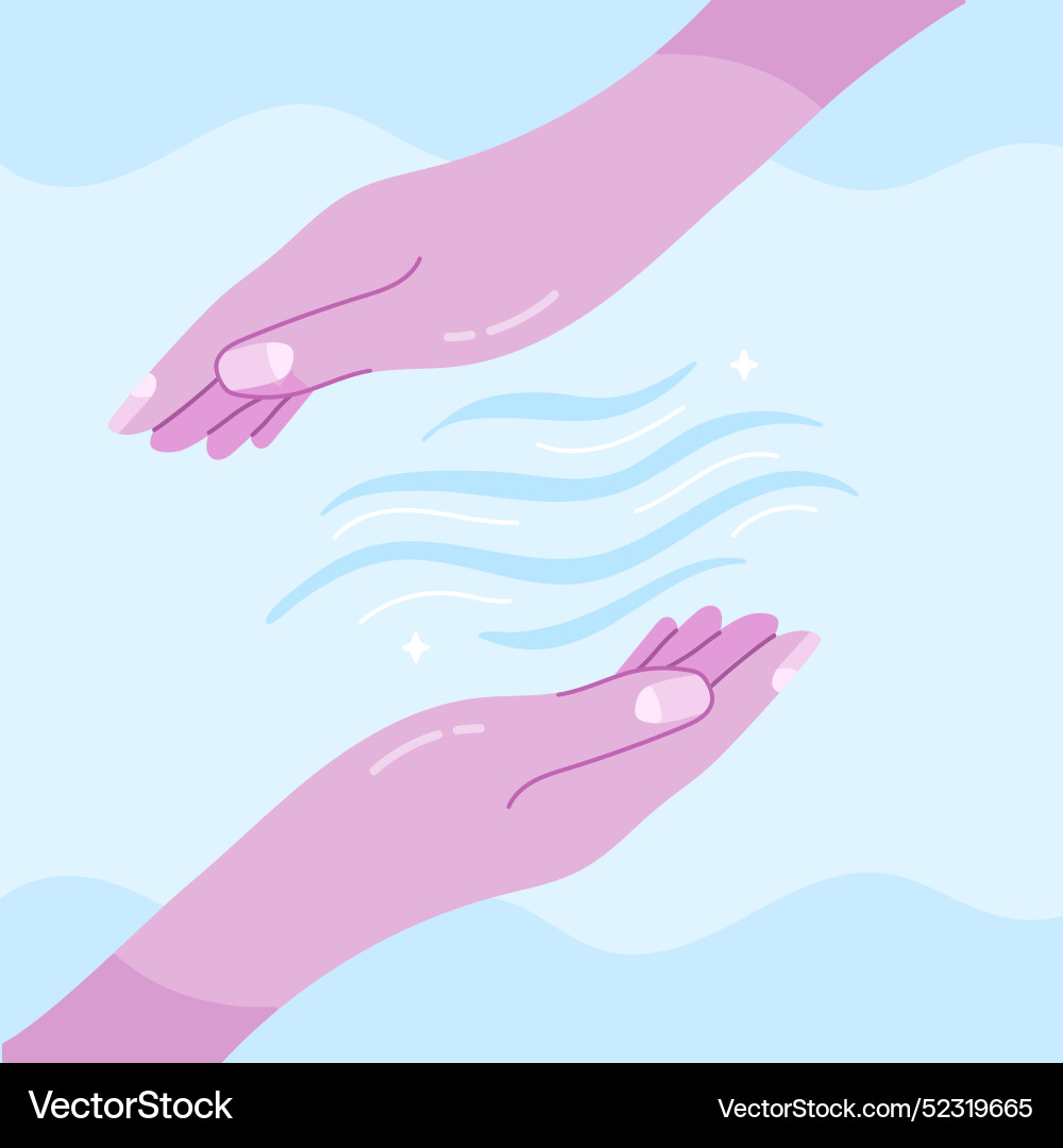 Energy healing hands hand drawn style Royalty Free Vector