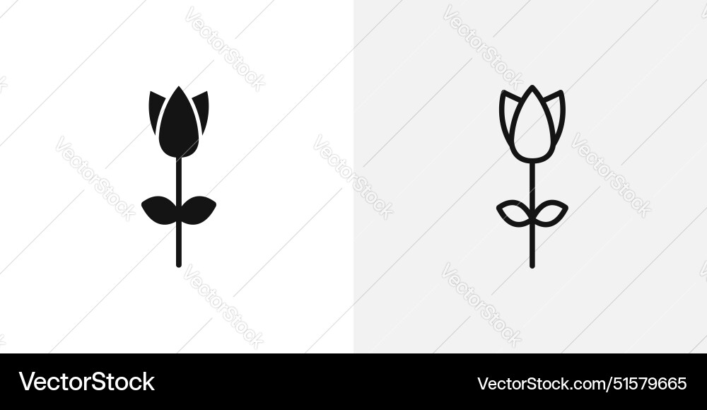 Flower tulip icon set Royalty Free Vector Image