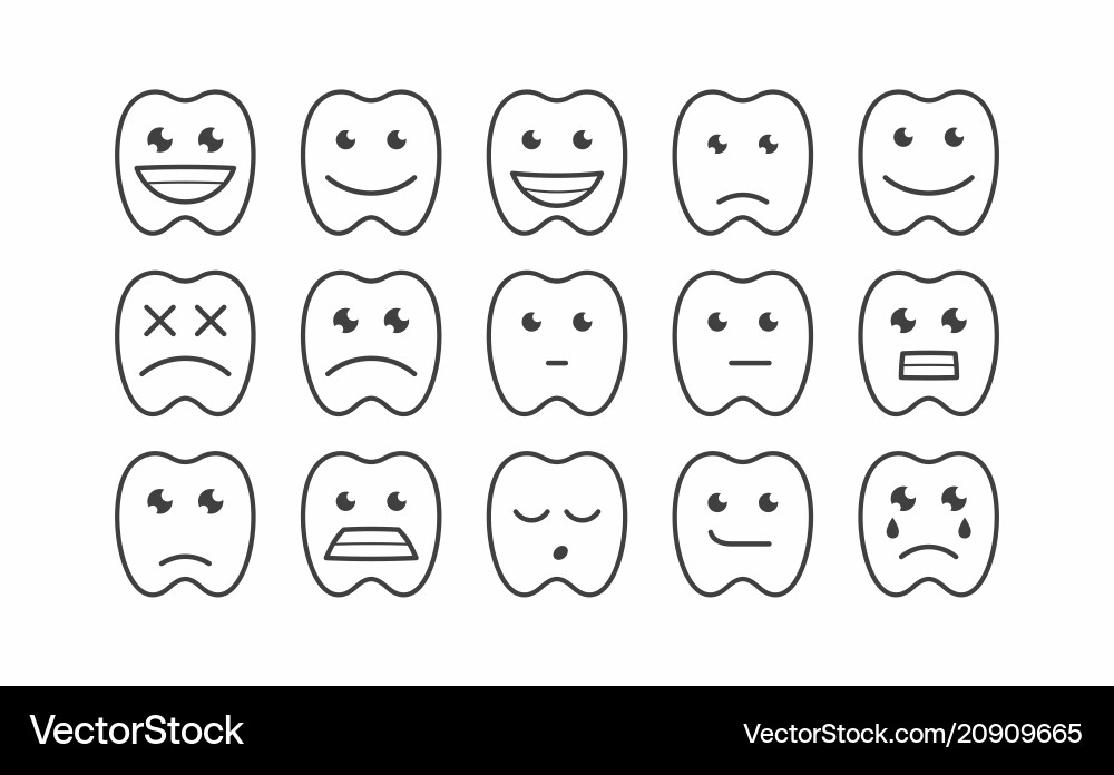 Happy teeth set Royalty Free Vector Image - VectorStock