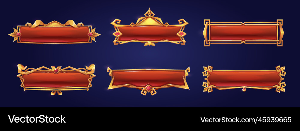 Medieval red buttons ui game menu elements Vector Image