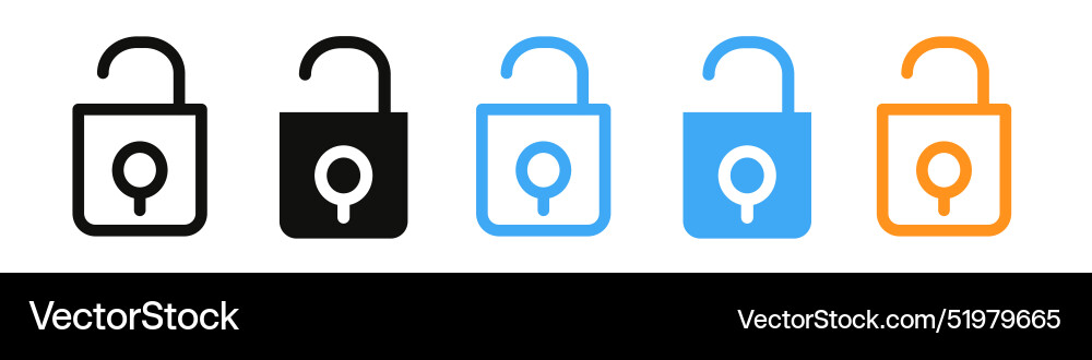 Unlock icon mark in filled style Royalty Free Vector Image