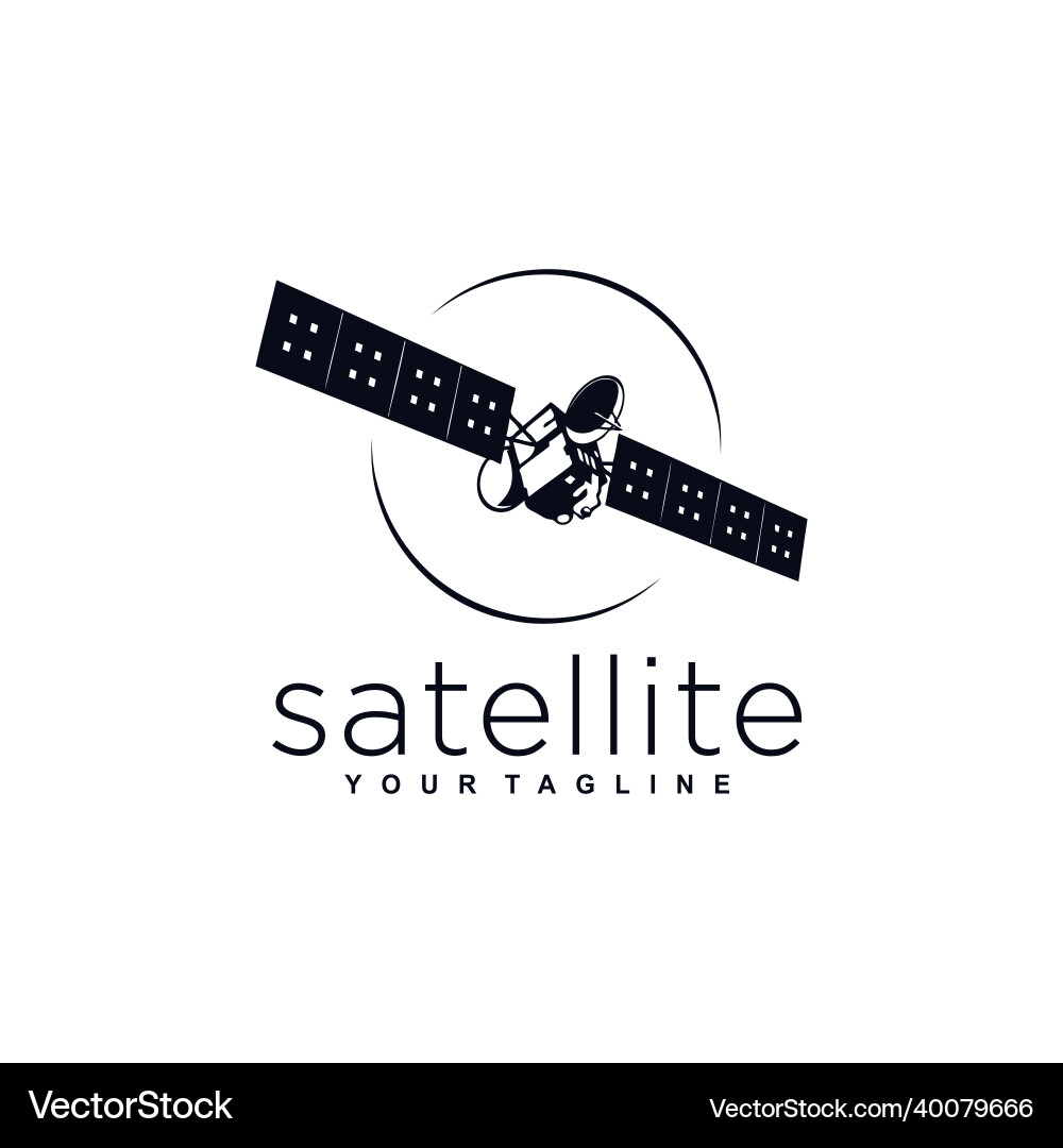 Aerospace satellite logo design template Vector Image