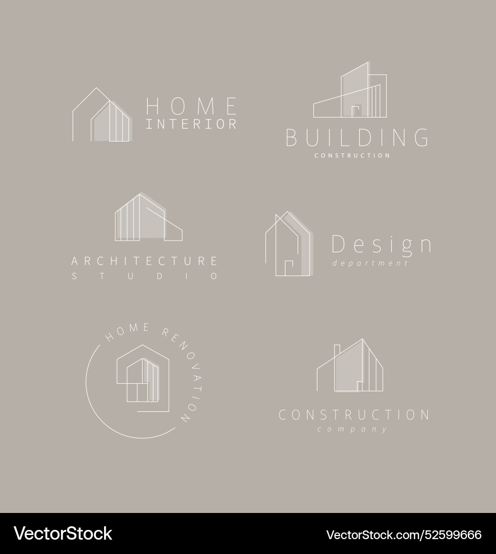 Building and house labels with lettering drawing Vector Image