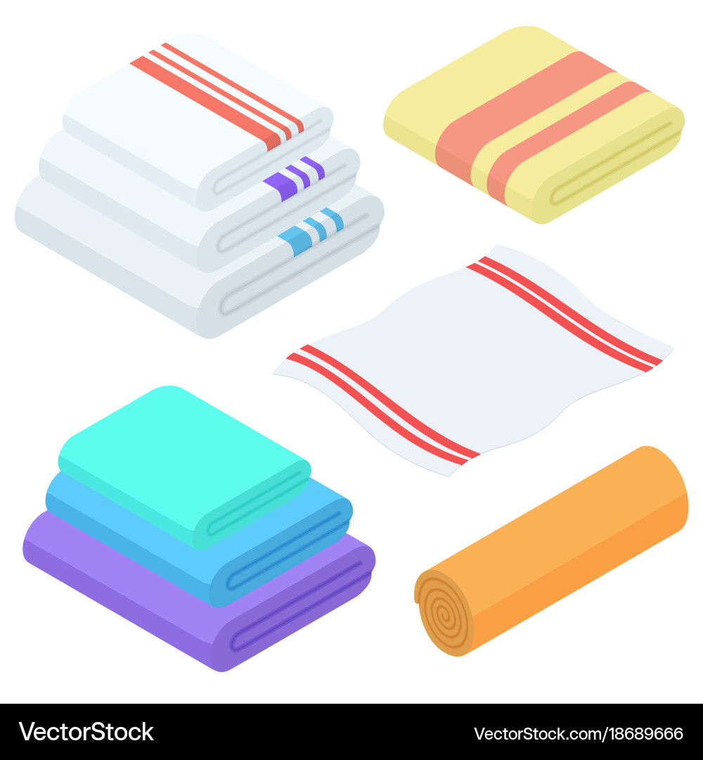 Cartoon isometric towels set cloth folded Vector Image