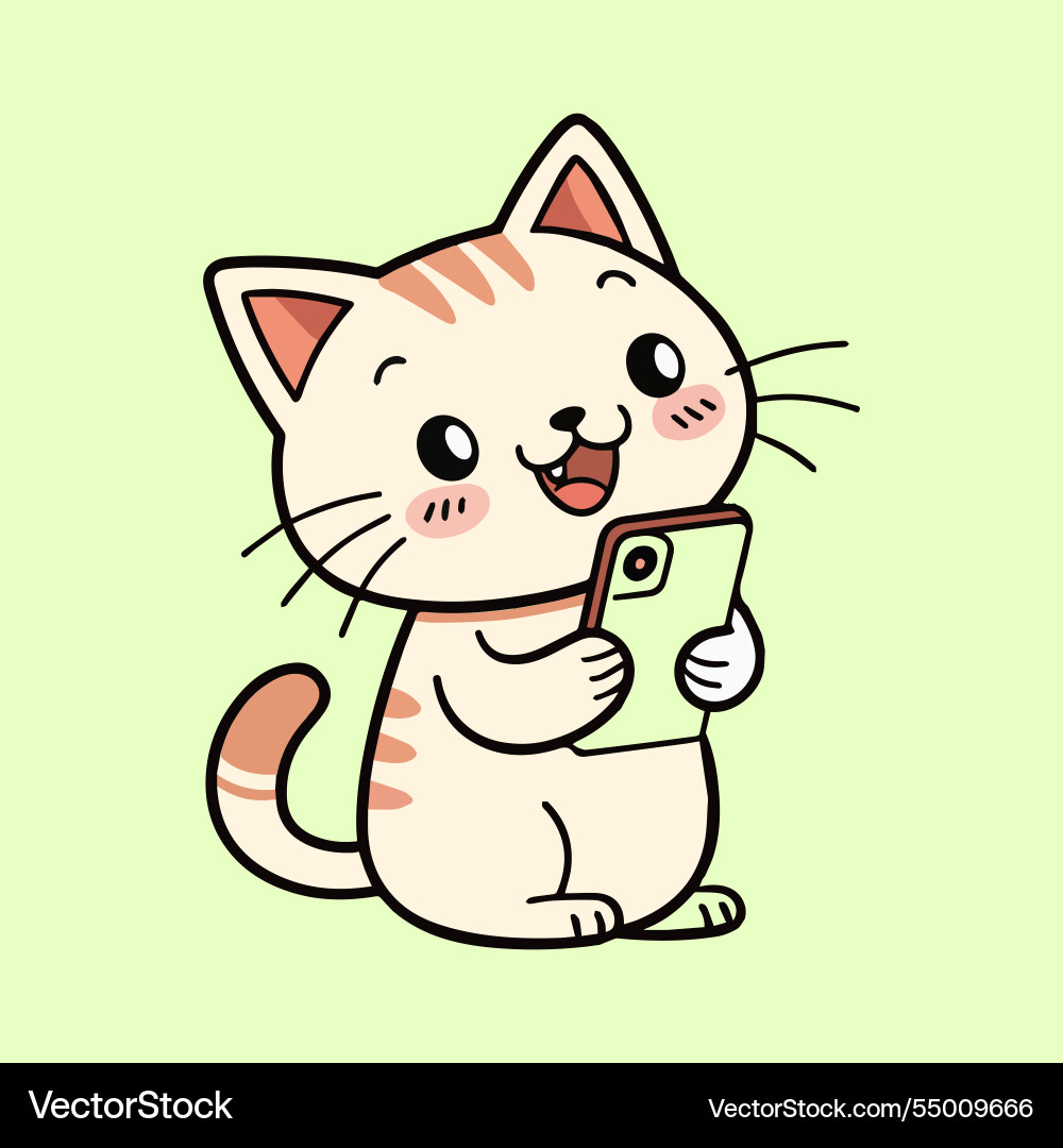 Cat phone call cartoon Royalty Free Vector Image