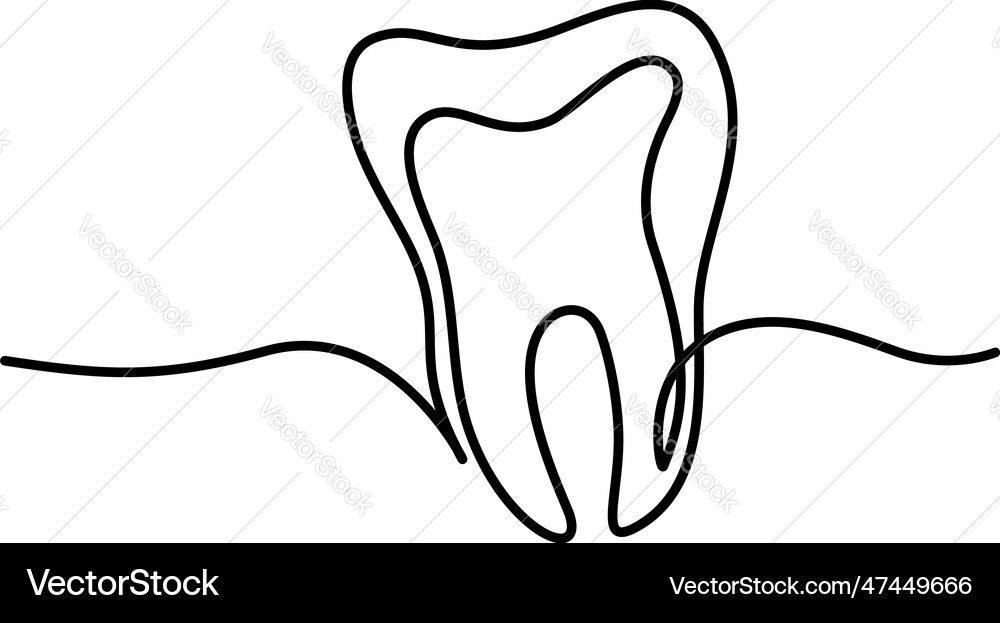 Dental tooth icon continuous one line drawing Vector Image