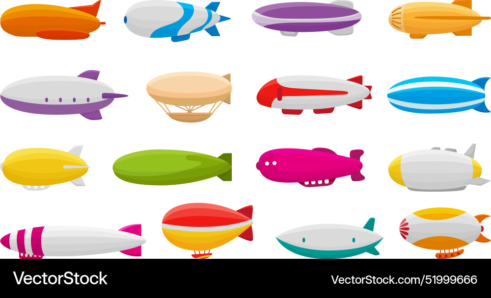 Dirigible cartoon vintage aircraft dirigibles Vector Image