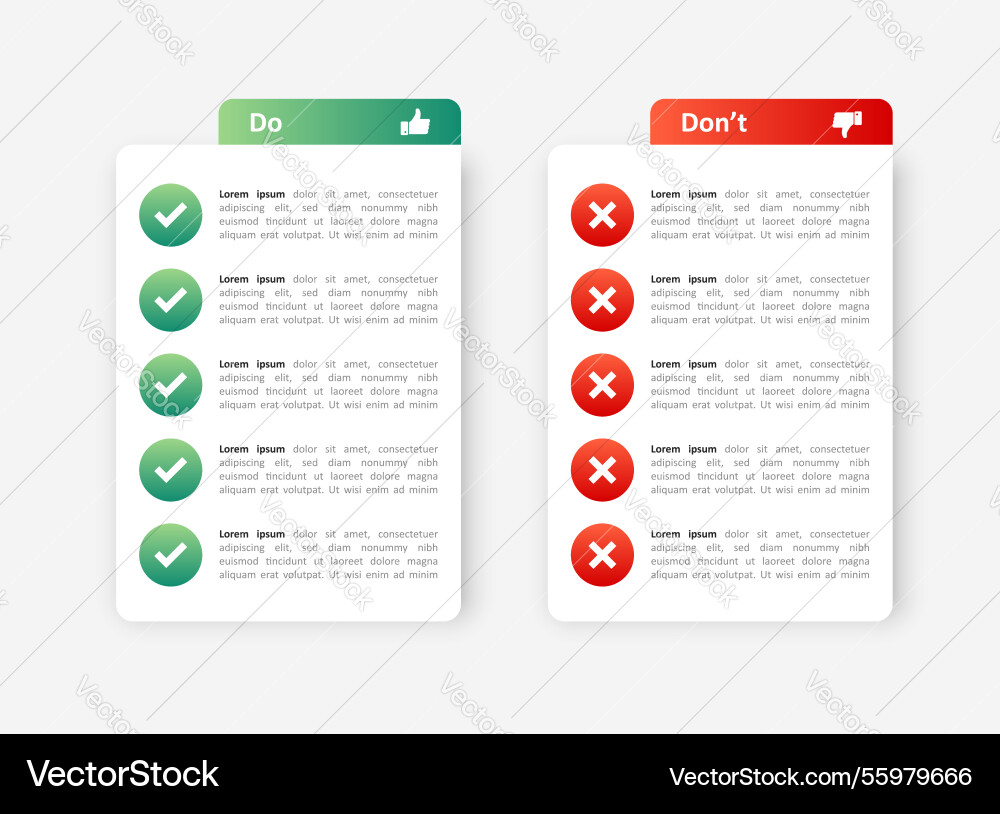 Do and dont icon in flat style dos donts Vector Image