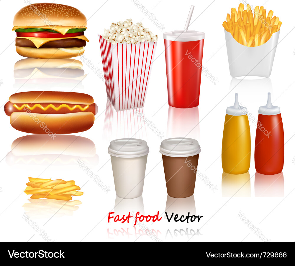 Fast food products Royalty Free Vector Image - VectorStock