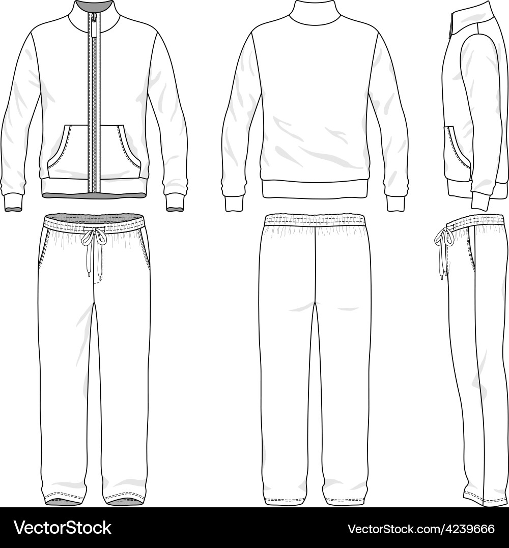 Men's Tracksuit - Front & Back Views Vector Image
