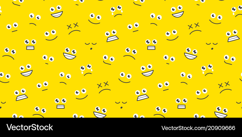 Seamless pattern with funny cartoon faces Vector Image
