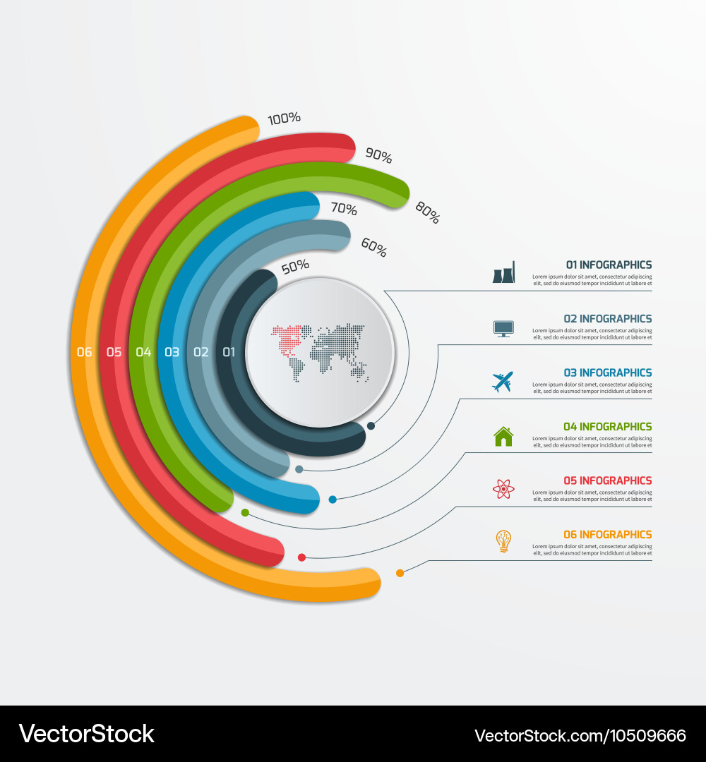 Six Process Circle Infographic Template Royalty Free Vector