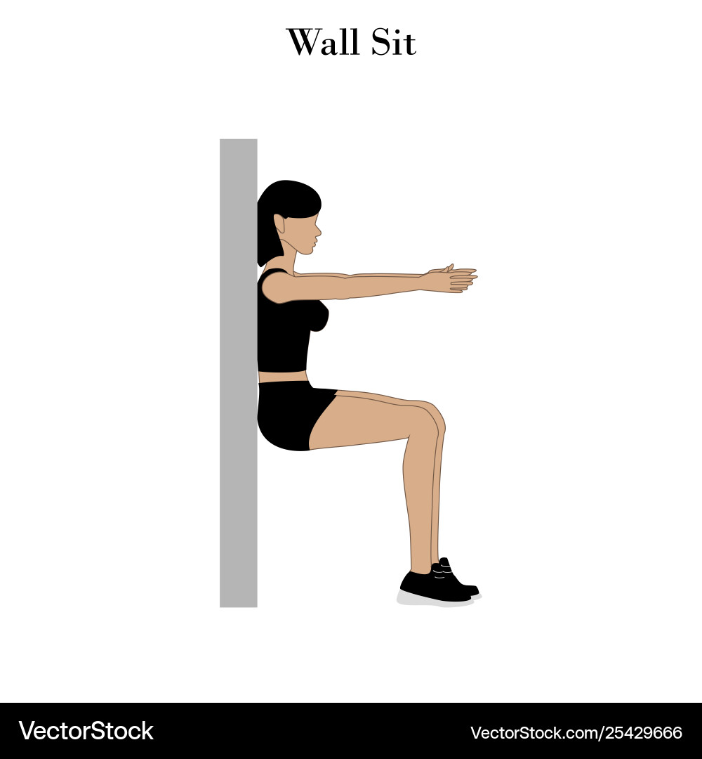 Wall sit workout Royalty Free Vector Image - VectorStock