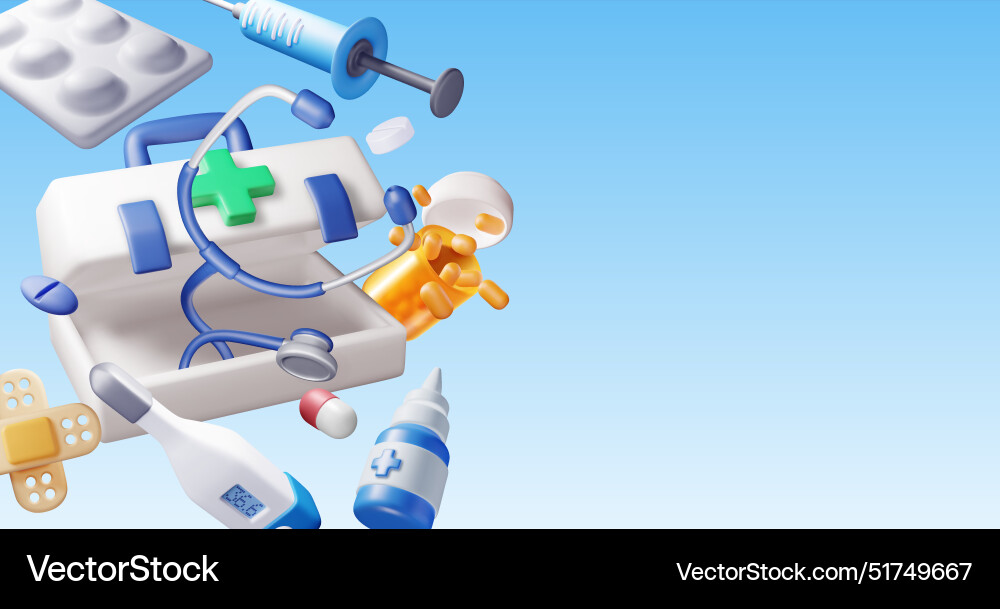 3d medicine icon set isolated Royalty Free Vector Image