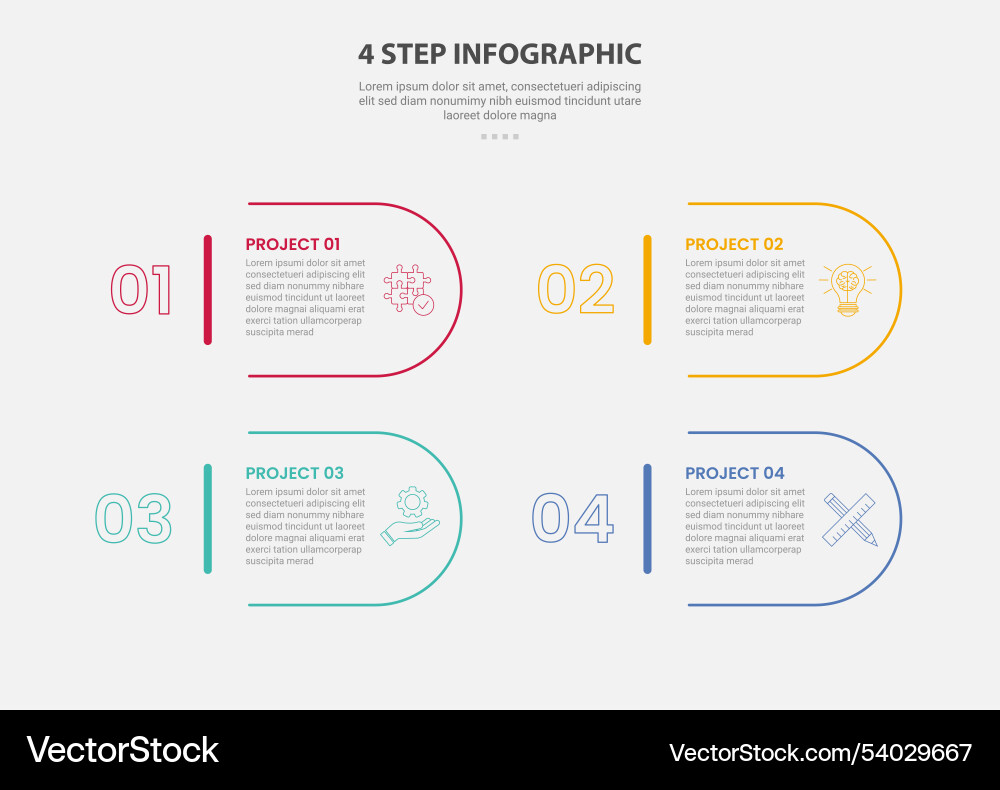 4 points template infographic outline style Vector Image