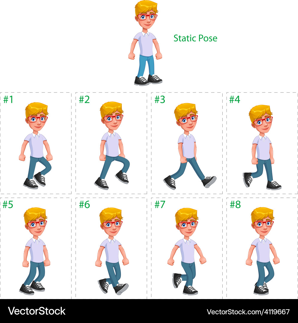 Animation of boy walking Royalty Free Vector Image