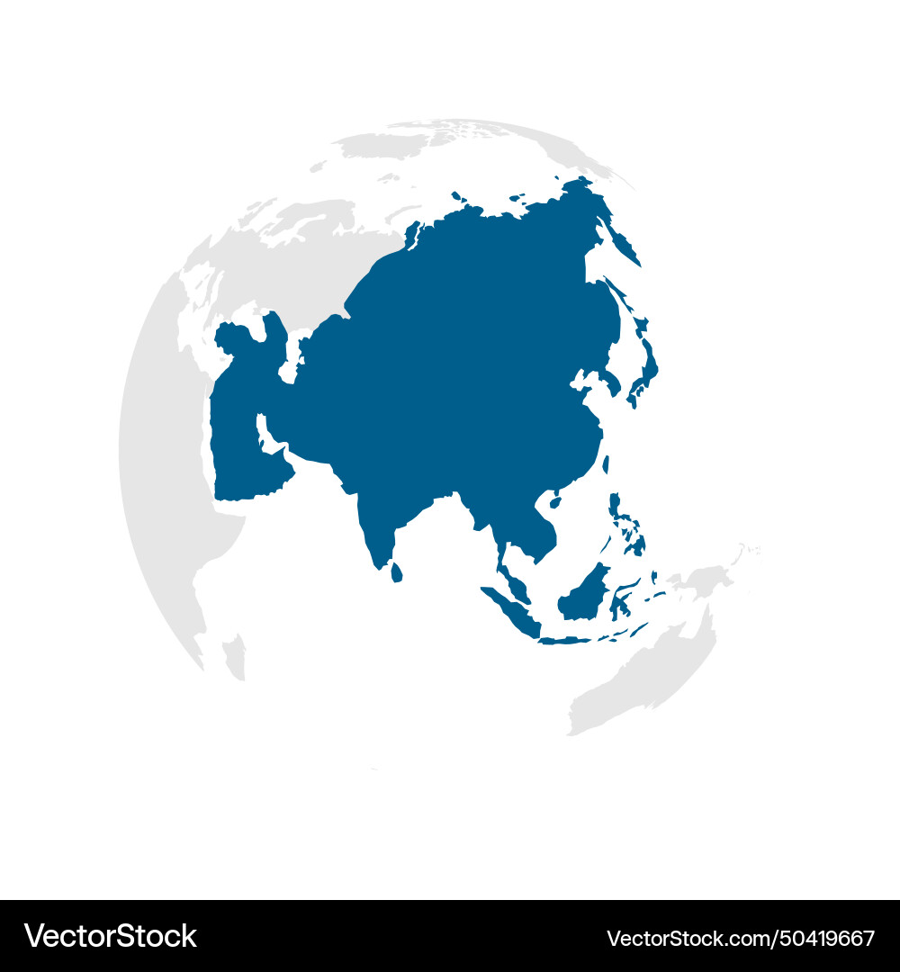 Asia continent highlighted on earth globe Vector Image
