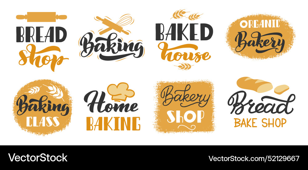 Bakery hand drawn lettering restaurant cafe Vector Image