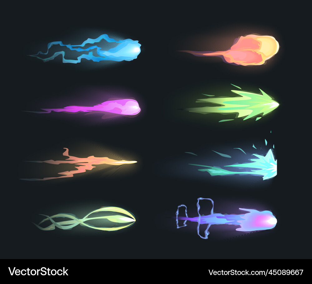 Blaster shot effects with fire energy and plasma Vector Image