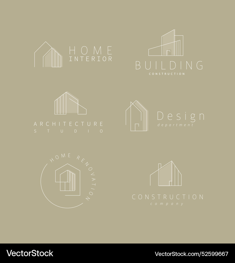 Building and house labels with lettering drawing Vector Image
