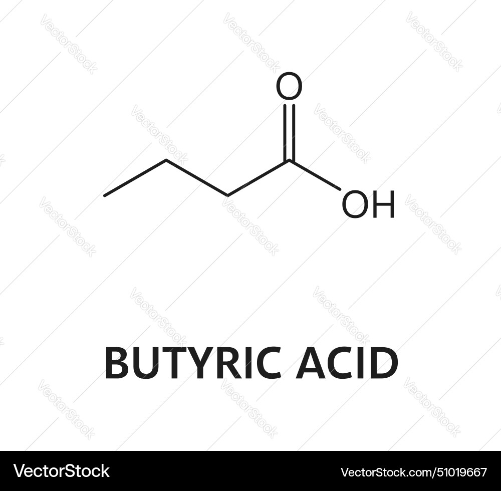 Butyric acid molecule formula chocolate ingredient