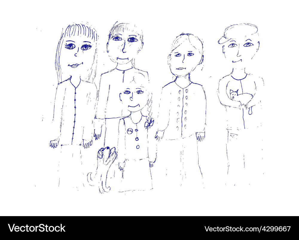 Charming Family Drawing Royalty Free Vector Image