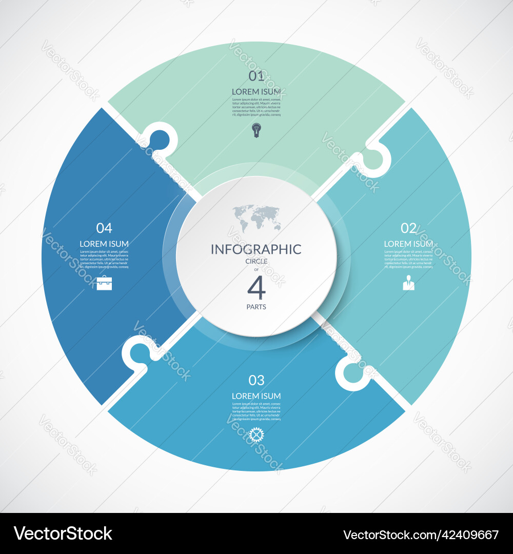 Cycle diagram with 4 parts options Royalty Free Vector Image