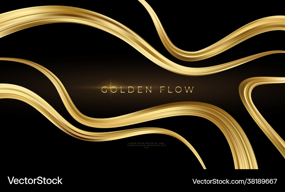 Golden Flow Abstract Shiny Wave Royalty Free Vector Image