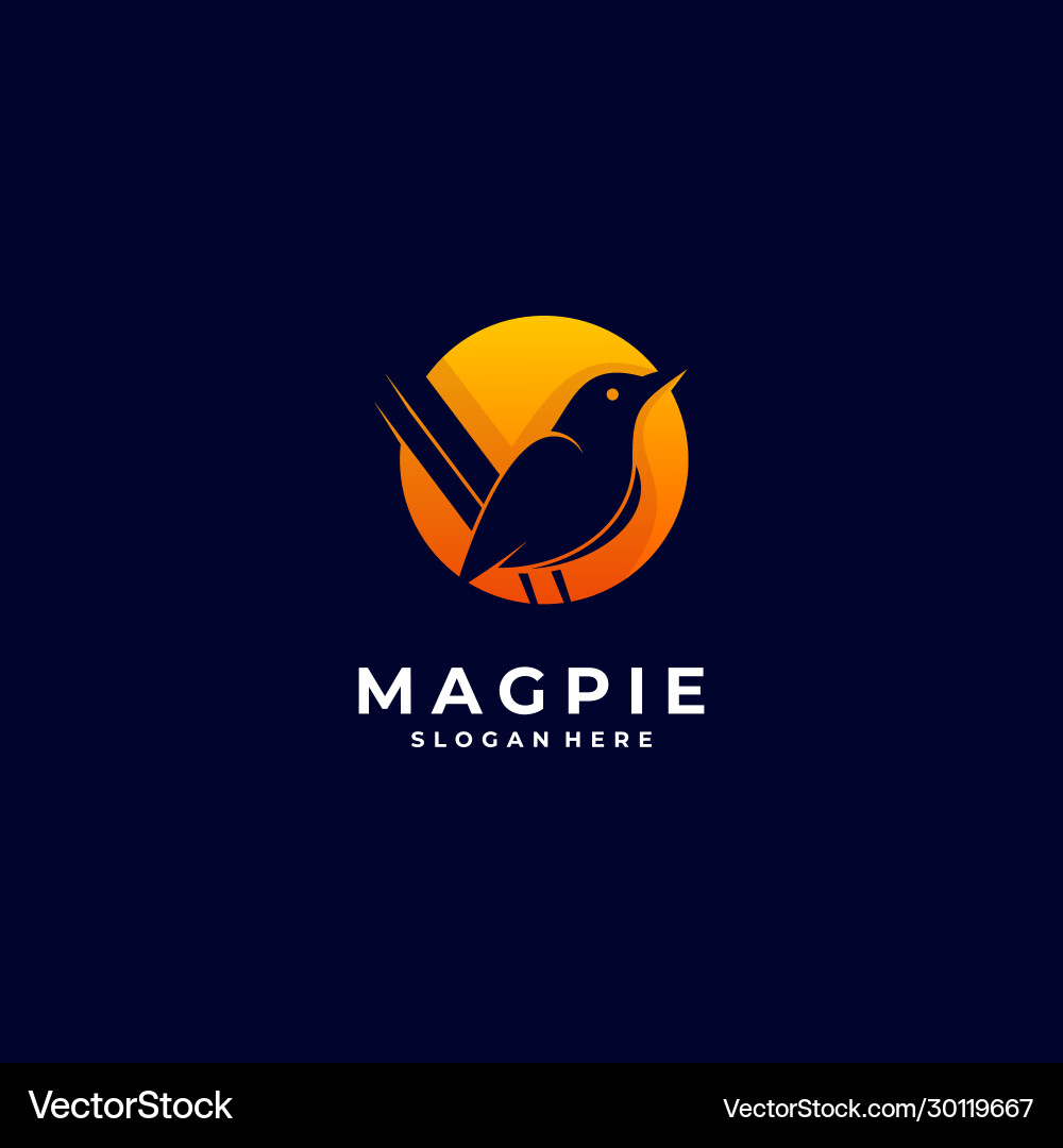 Logo magpie bird silhouette style Royalty Free Vector Image
