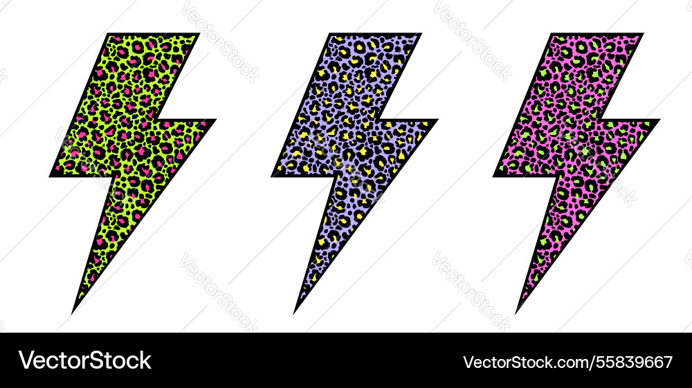 Set of lightning bolt shapes with different Vector Image