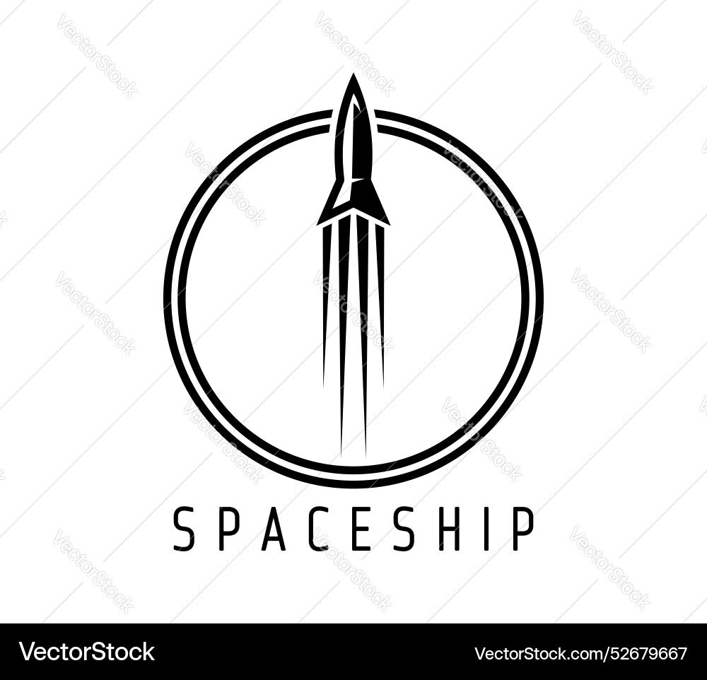 Spaceship space rocket icon emblem Royalty Free Vector Image