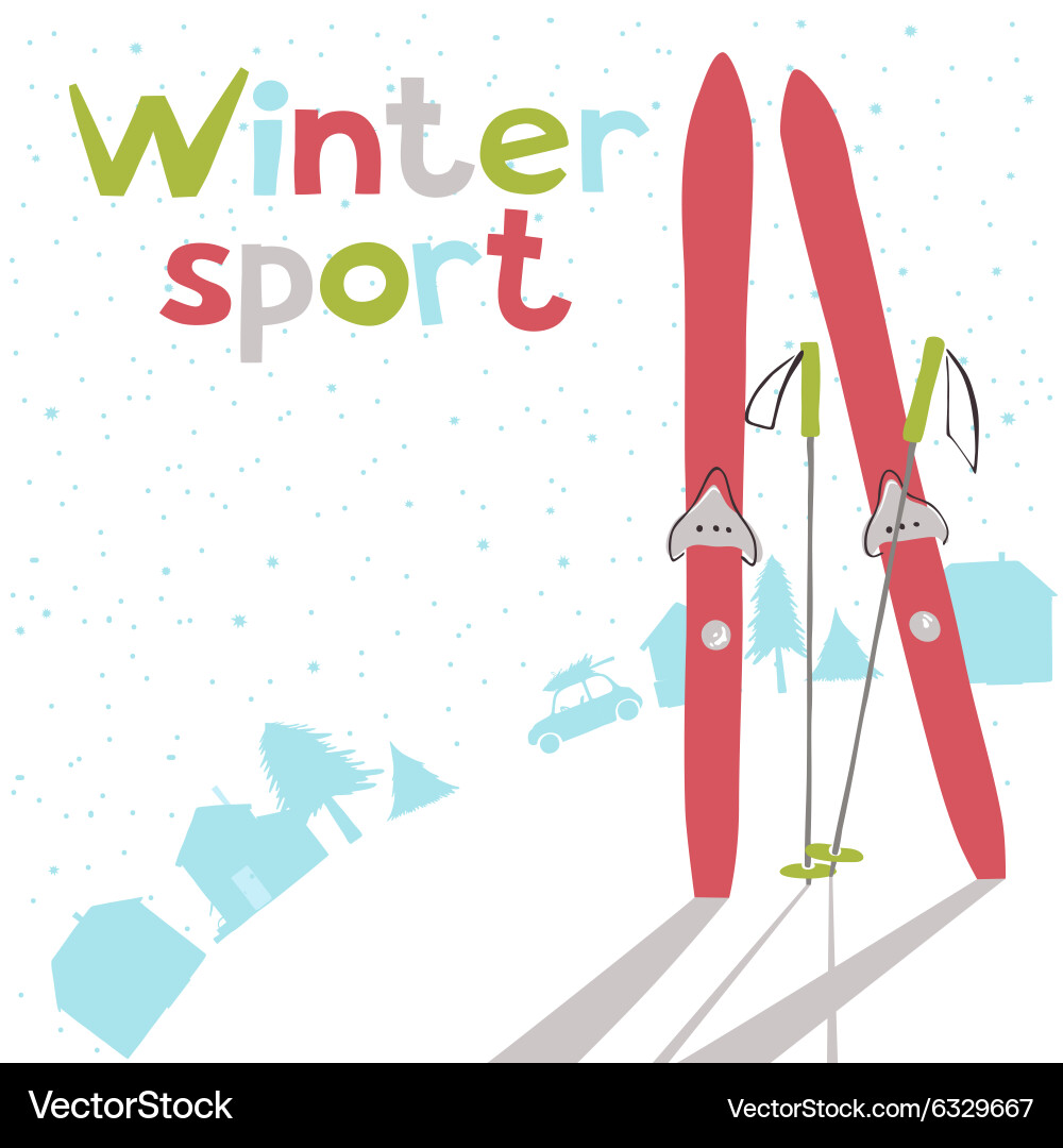 Winter landscape with ski Royalty Free Vector Image