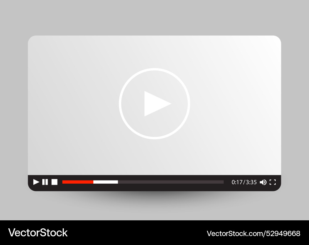 Flat white minimalistic video player template Vector Image Flat white minimalistic video player template Vector Image