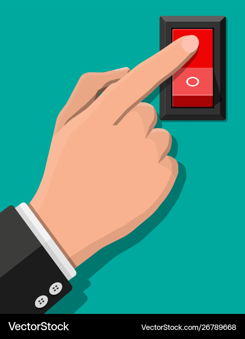Hand push button switch electric control Vector Image