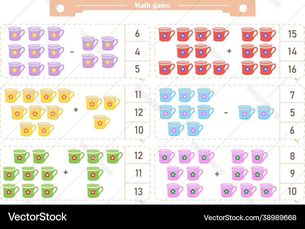 Math game for children addition and subtraction Vector Image
