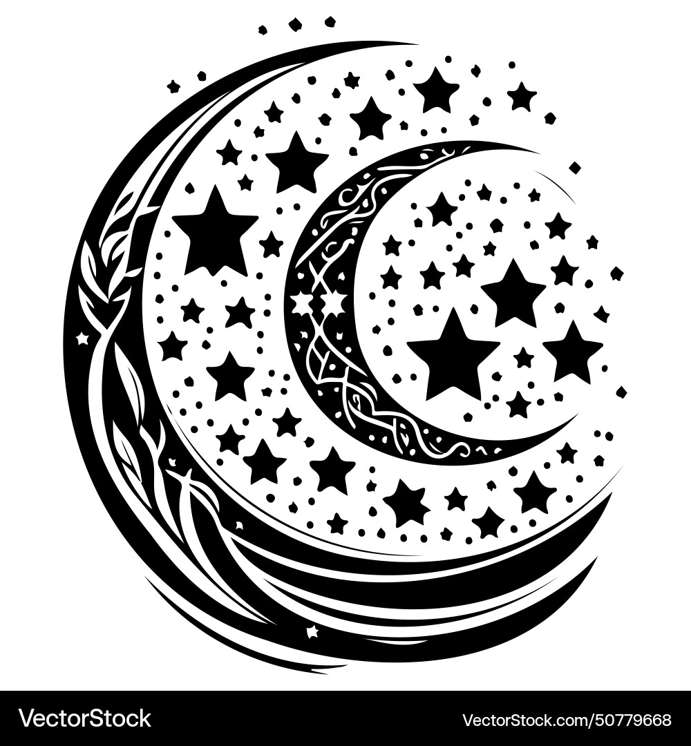 Moon star ramadan arabic islamic sketch draw Vector Image