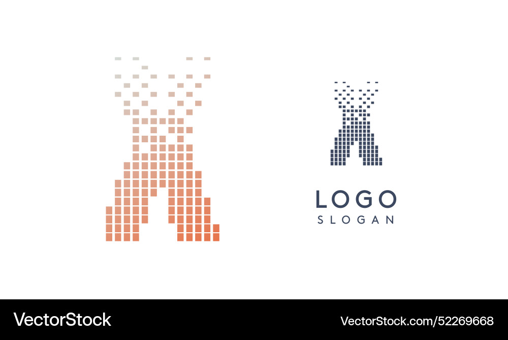 Pixelated letter x transitioning into scattered Vector Image