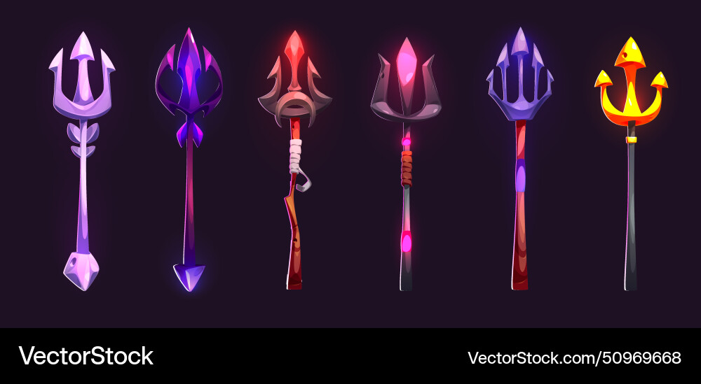 Poseidon or neptune magic trident Royalty Free Vector Image