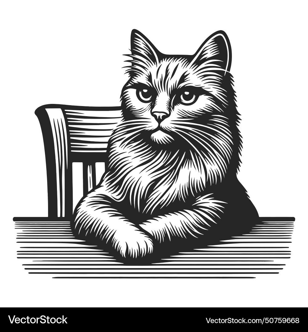 Skeptical cat sketch Royalty Free Vector Image