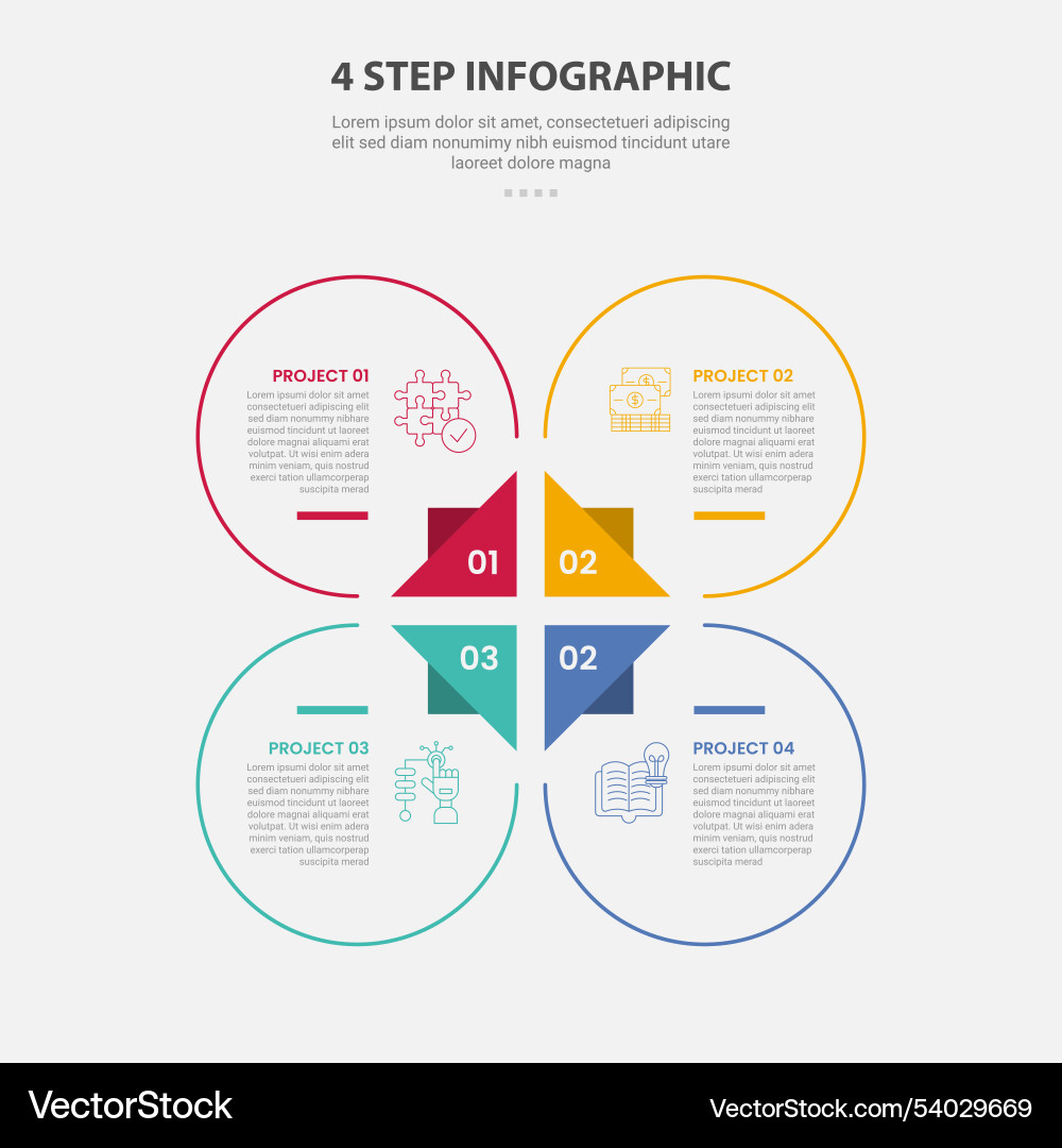 4 points template infographic outline style Vector Image