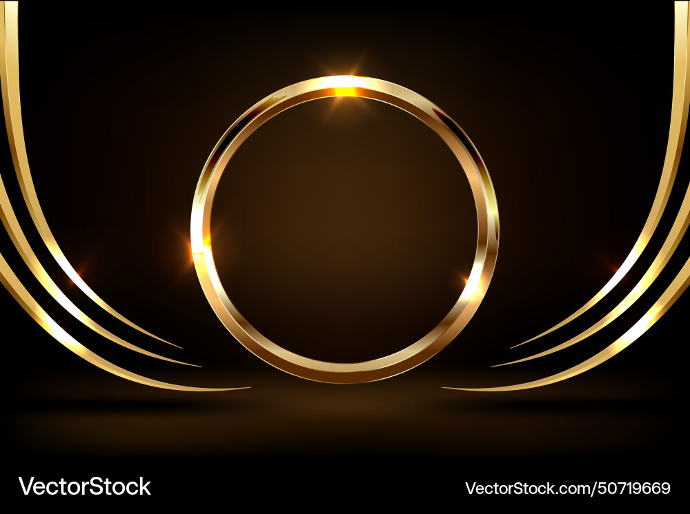 Abstract golden ring with light lines background Vector Image
