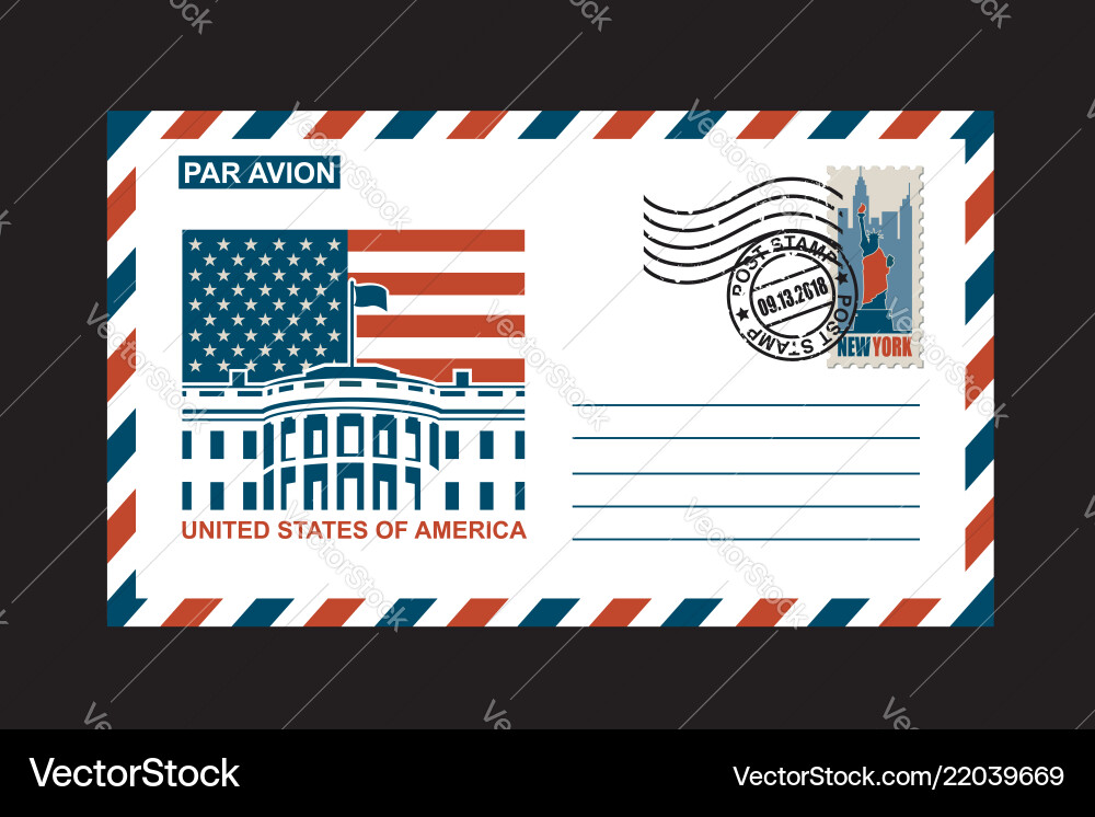 American postal envelope Royalty Free Vector Image